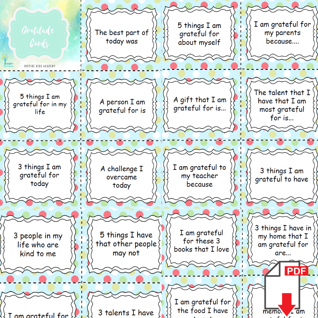 101 Gratitude Prompt Cards for Kids – Well Kids Academy