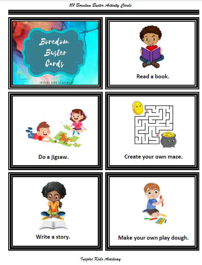 101 Boredom Buster Cards for Kids – Well Kids Academy